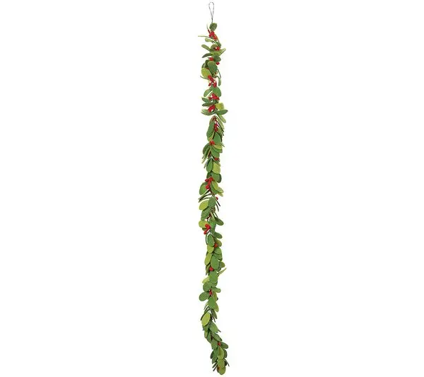 NEARLY NATURAL Melrose Fabric Mistletoe String Garland - One-color