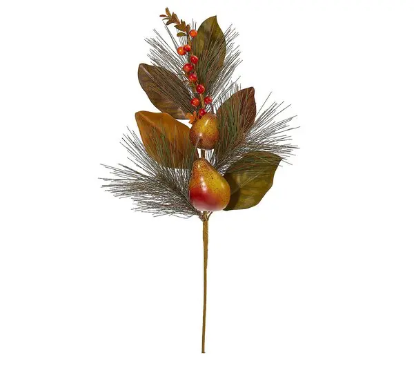 NEARLY NATURAL S/ 24 Pear, Pine And Magnolia Leaf Flower - One-color