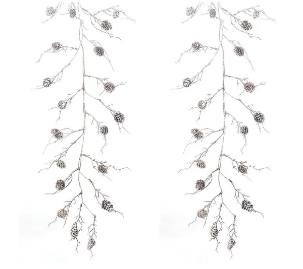 MELROSE Flocked Pinecone Twig Garland