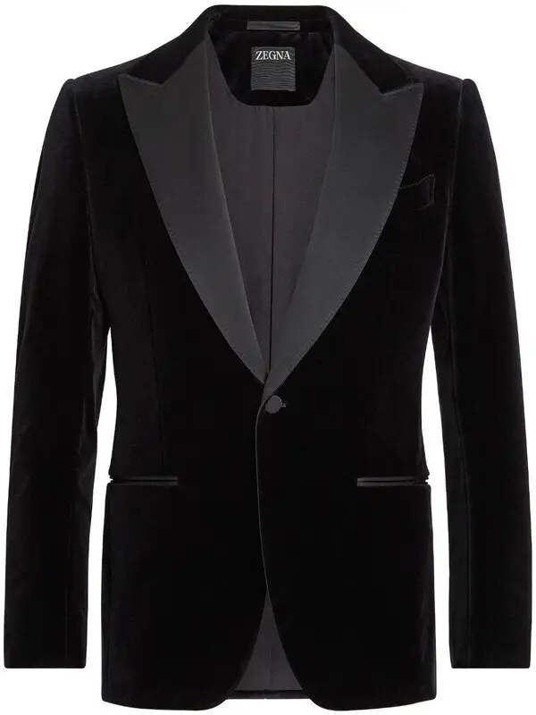 Zegna Single-breasted Velour Blazer - Black