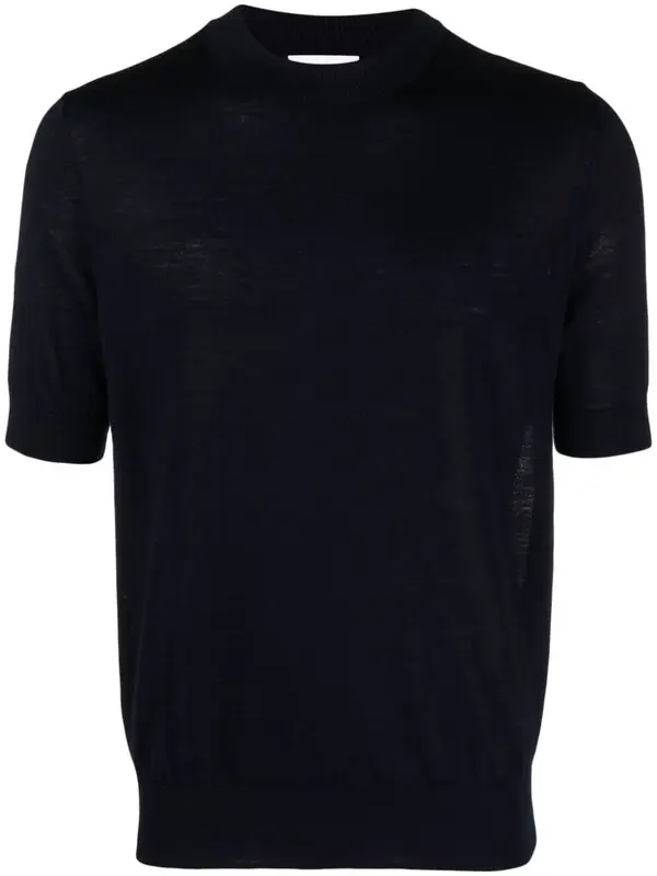 BALLANTYNE Fine-knit Wool T-shirt - Blue