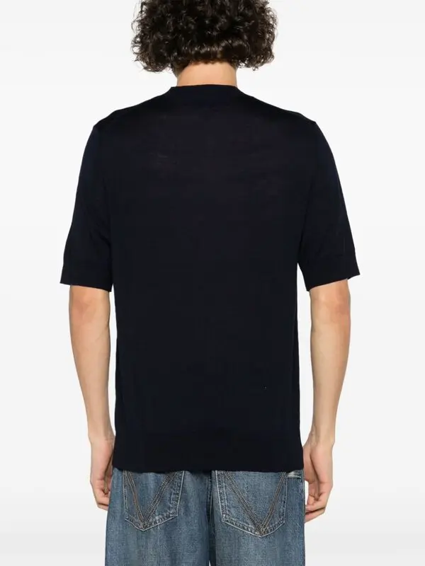 BALLANTYNE Fine-knit Wool T-shirt - Blue