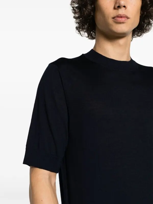 BALLANTYNE Fine-knit Wool T-shirt - Blue