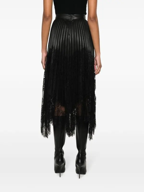NISSA Lace-trim Pleated Midi Skirt