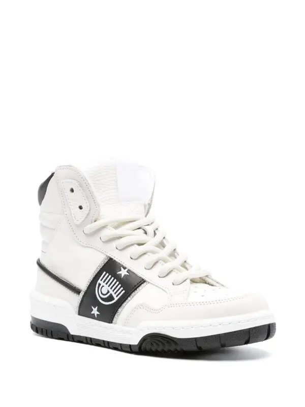CHIARA FERRAGNI Eyelike-embroidered Leather Sneakers - Neutrals