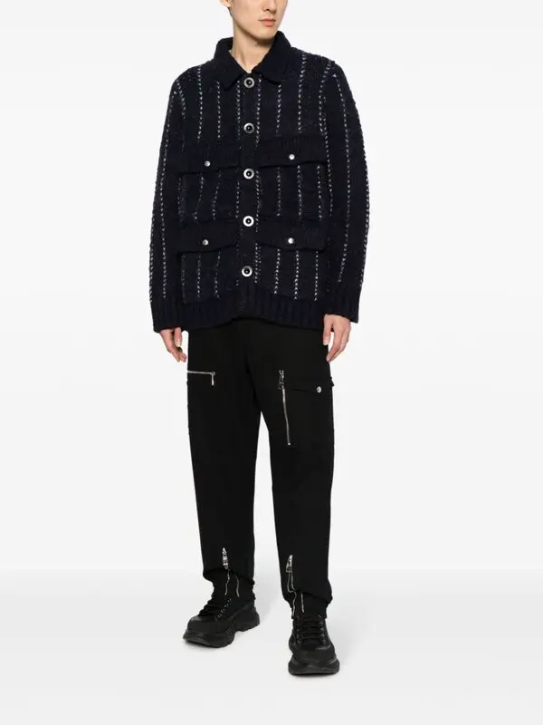 Sacai Striped Bouclé Shirt Jacket