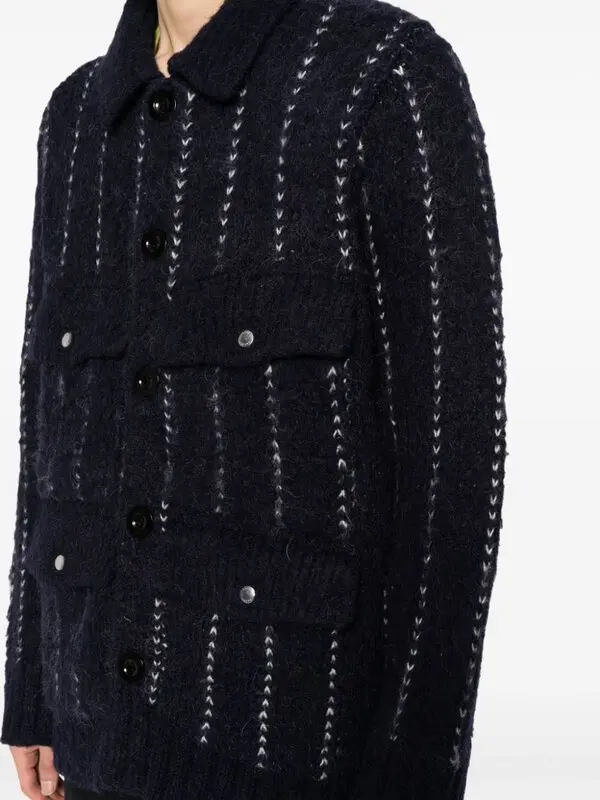 Sacai Striped Bouclé Shirt Jacket