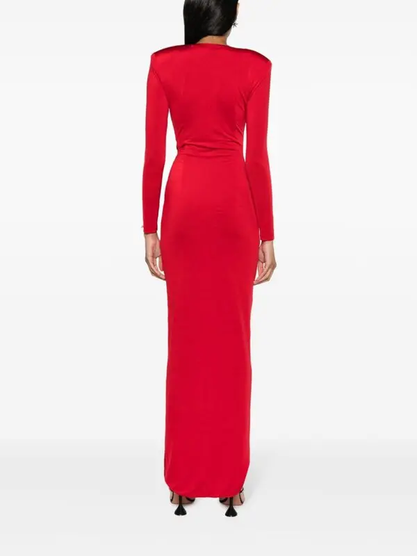 NISSA Floral-appliqué Maxi Dress - Red