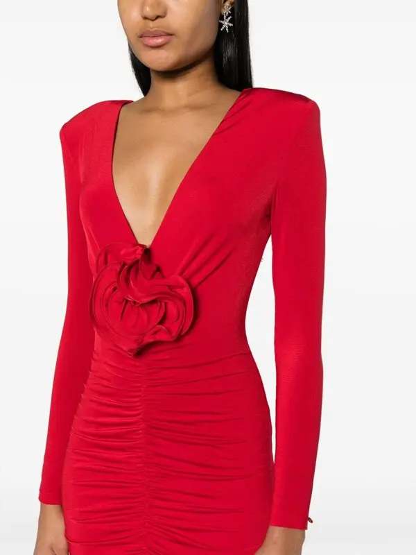 NISSA Floral-appliqué Maxi Dress - Red