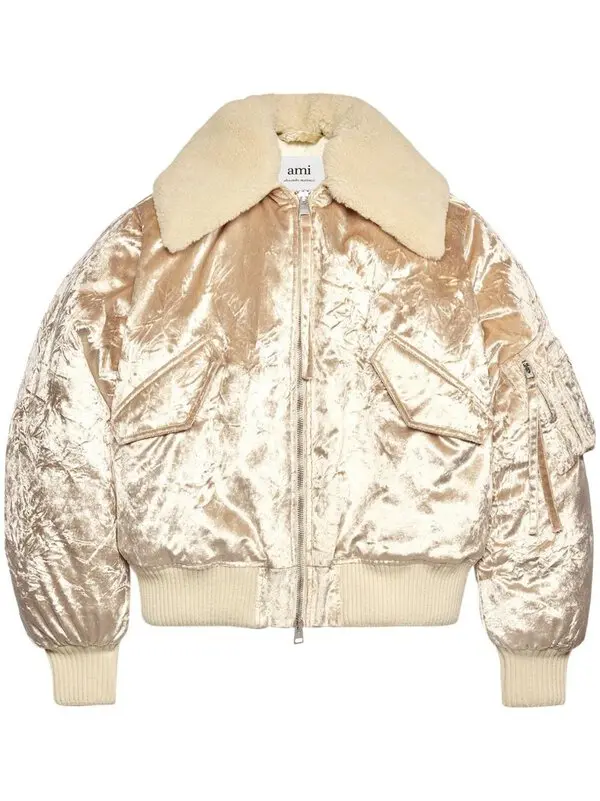 AMI Paris Metallic Velvet Bomber Jacket