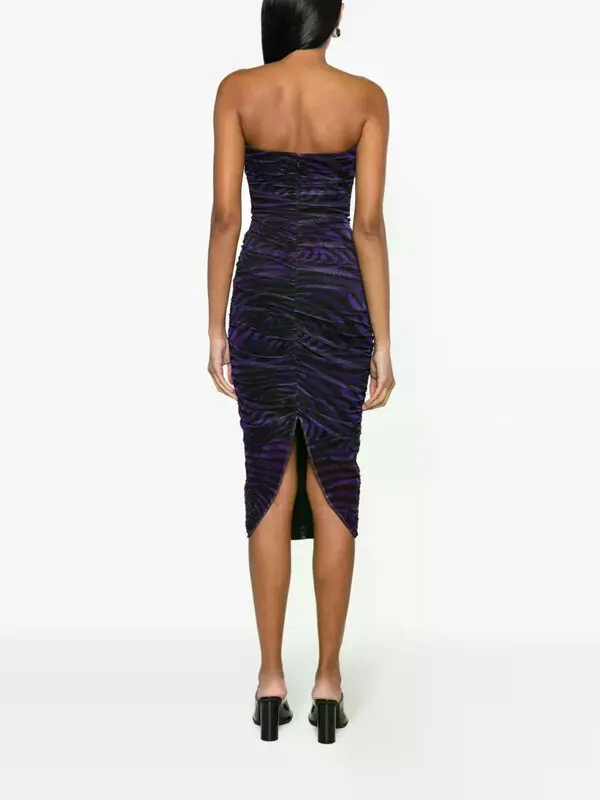 NISSA Zebra-print Ruched Midi Dress