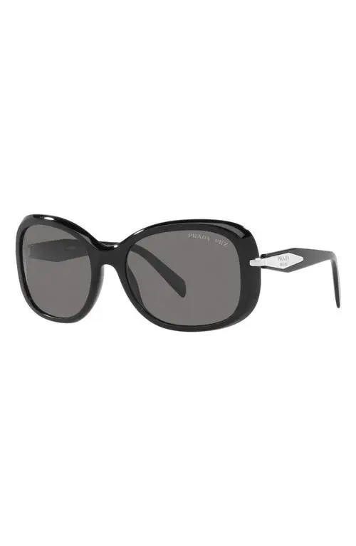 Prada 57mm Polarized Rectangle Sunglasses