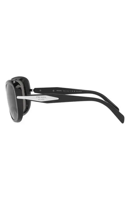 Prada 57mm Polarized Rectangle Sunglasses