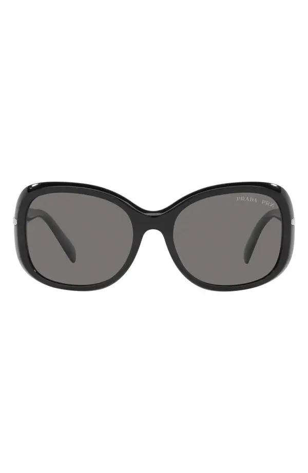 Prada 57mm Polarized Rectangle Sunglasses