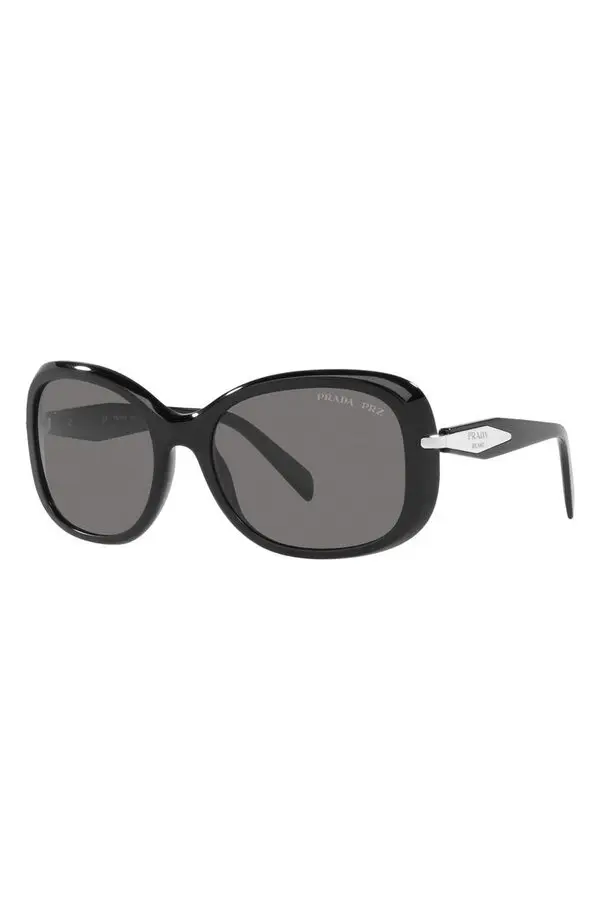Prada 57mm Polarized Rectangle Sunglasses