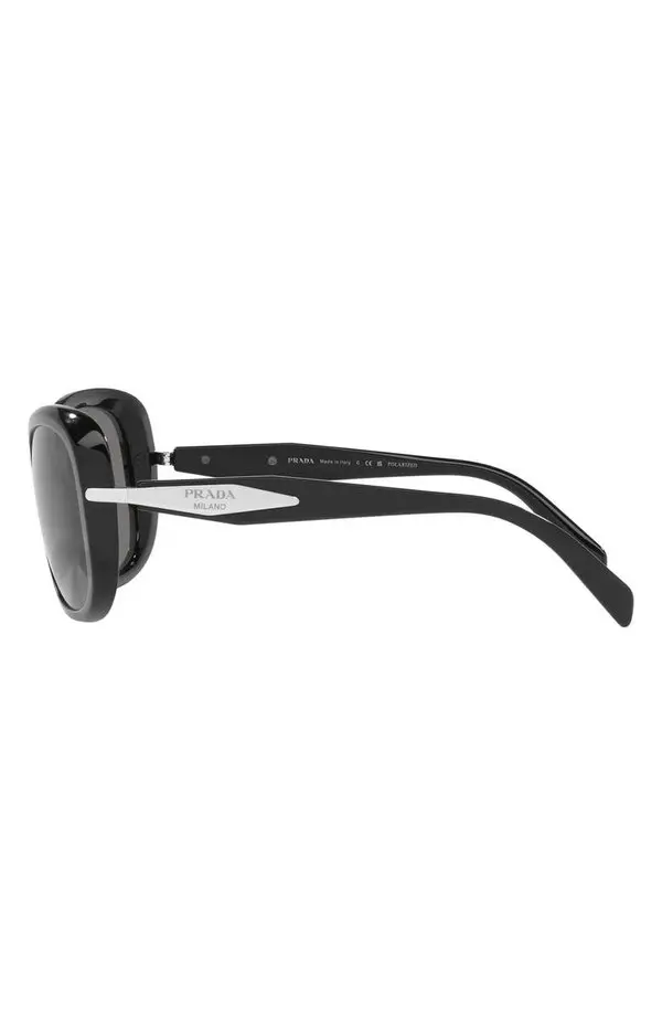 Prada 57mm Polarized Rectangle Sunglasses
