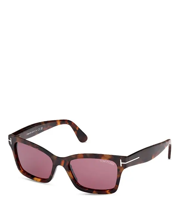 TOM FORD Square Frame Sunglasses - Havana/pink Mirrored Solid