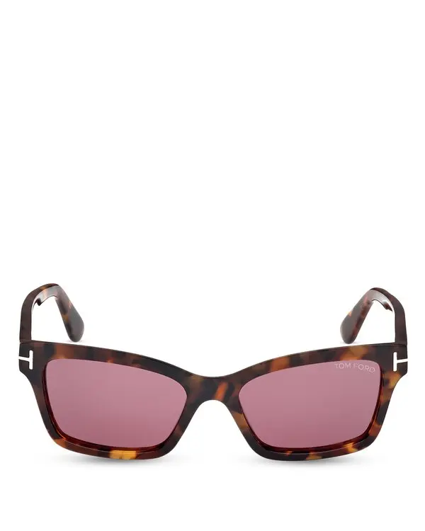 TOM FORD Square Frame Sunglasses - Havana/pink Mirrored Solid