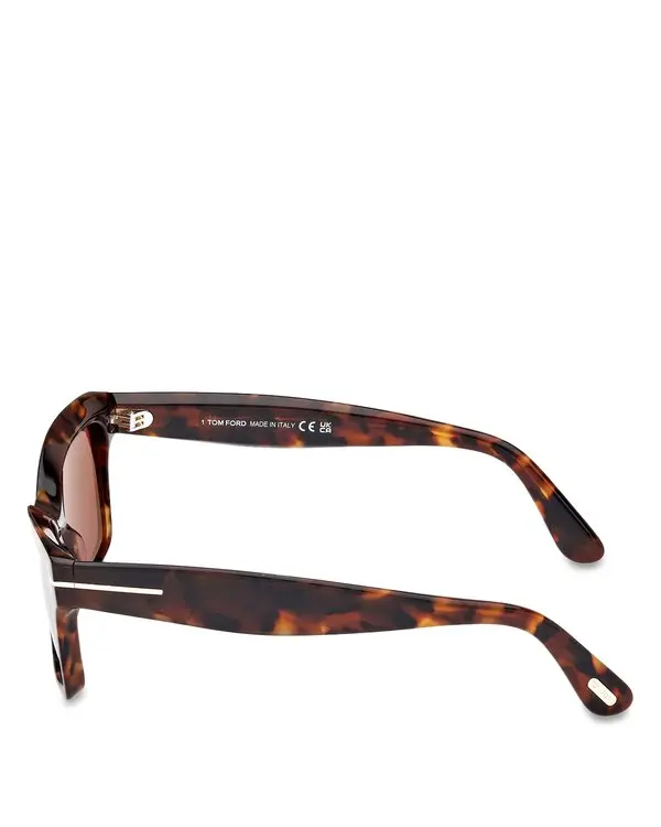 TOM FORD Square Frame Sunglasses - Havana/pink Mirrored Solid