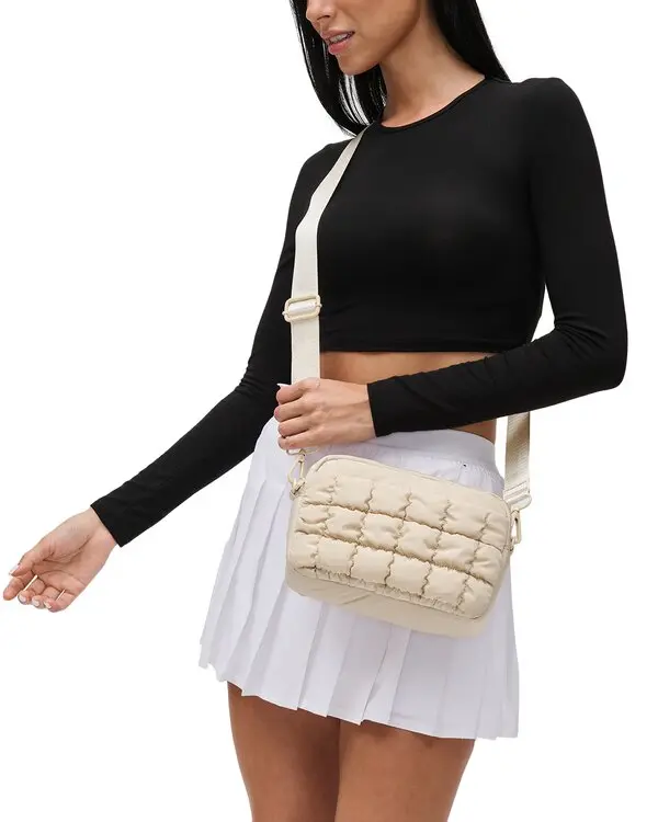 SOL AND SELENE Quilted Nylon Crossbody - Cream