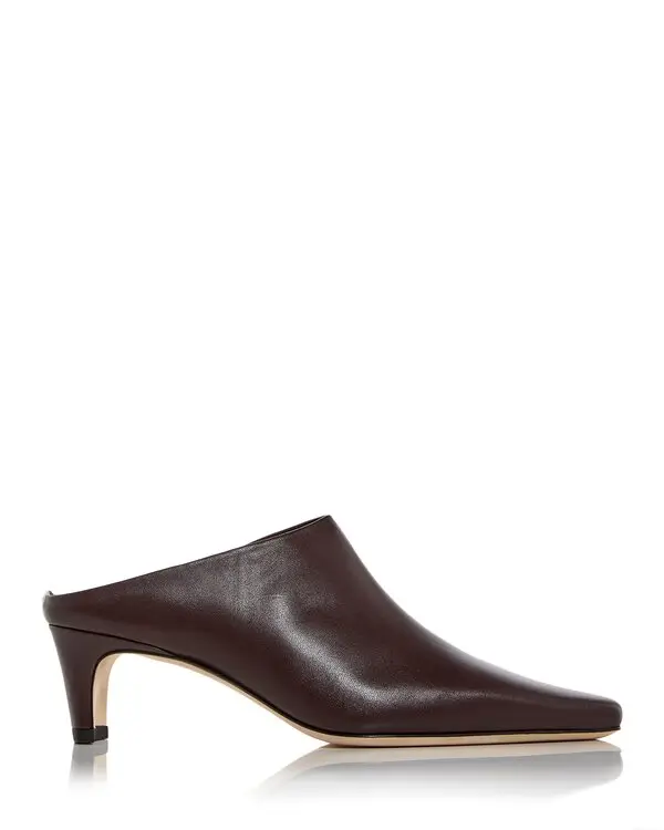 Staud Leather Mid-heel Mules - Espresso Leather