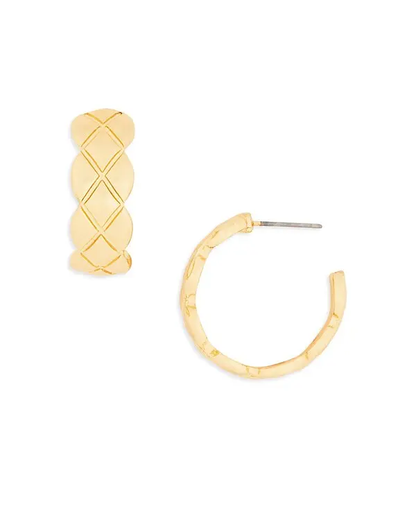 Aqua Crisscross Hoop Earrings - Gold