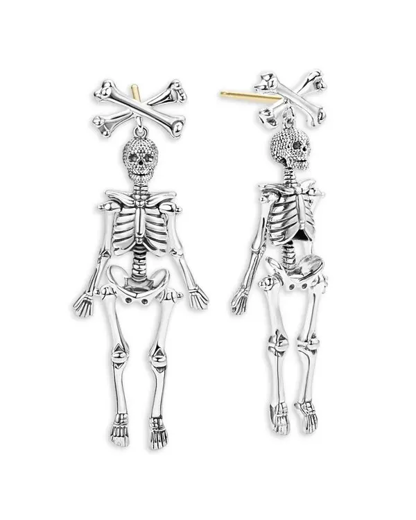 Lagos 14k Yellow Gold & Sterling Skeleton Drop Earrings
