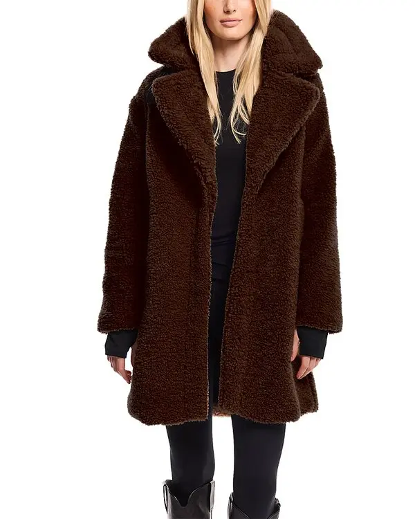 Sam. Sherpa Mid Length Coat - Chocolate