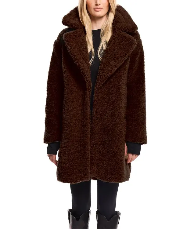 Sam. Sherpa Mid Length Coat - Chocolate