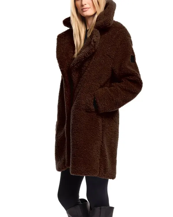 Sam. Sherpa Mid Length Coat - Chocolate
