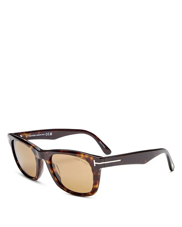 TOM FORD Kendel Square Sunglasses - Dark Havana/brown Polarized Solid