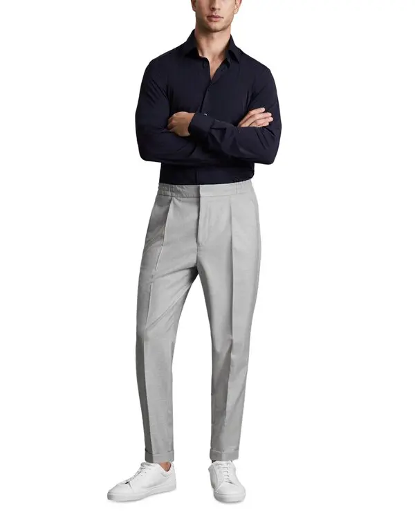 REISS Brighton Relaxed Pleated Trousers - Gray