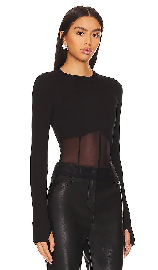 Michael Lauren Danton Rib Mesh Corset Top