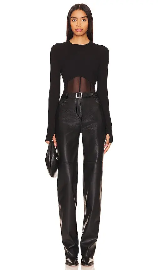 Michael Lauren Danton Rib Mesh Corset Top