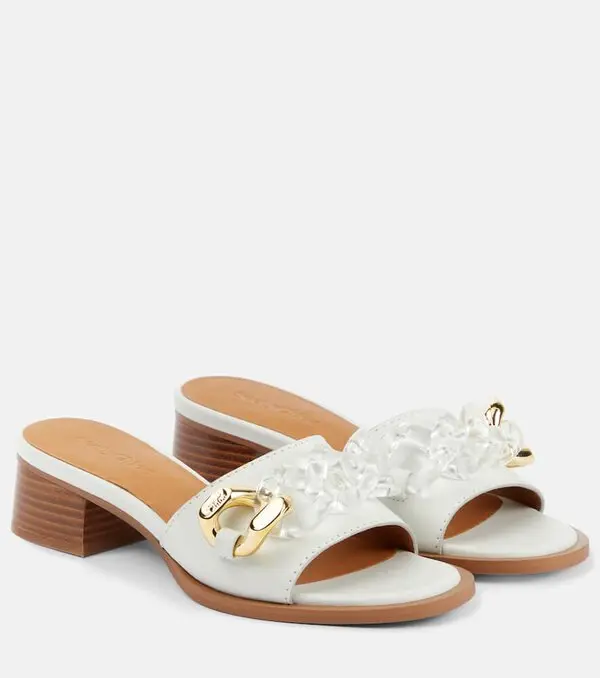 See By Chloé Embellished Leather Mules - White