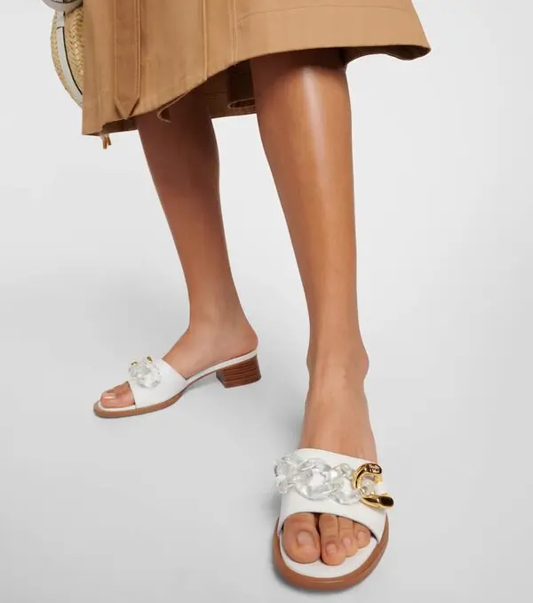 See By Chloé Embellished Leather Mules - White