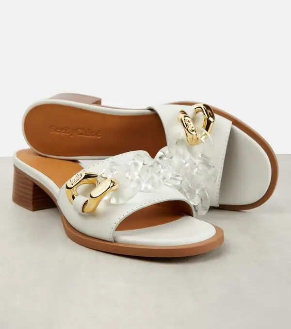 See By Chloé Embellished Leather Mules - White