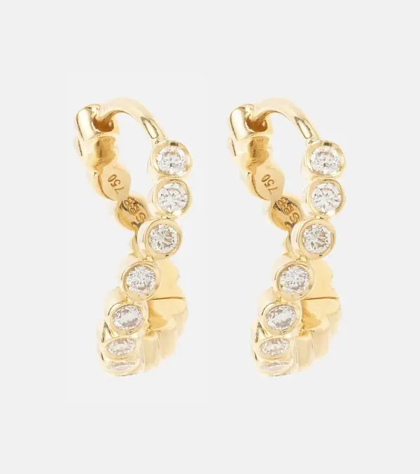 Sophie Bille Brahe Petit Courant Diamond Hoop Earrings - Gold