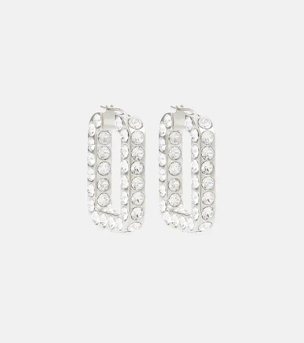 Amina Muaddi Charlotte Embellished Hoop Earrings - Metallic