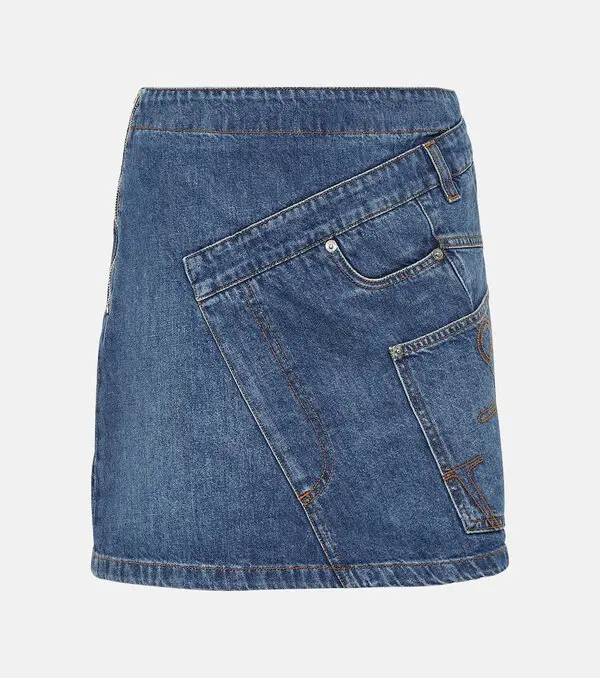 JW Anderson Twisted Asymmetric Denim Miniskirt - Blue