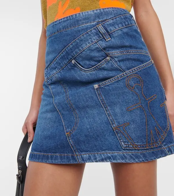 JW Anderson Twisted Asymmetric Denim Miniskirt - Blue