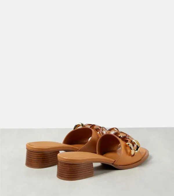 See By Chloé Embellished Leather Mules - Beige