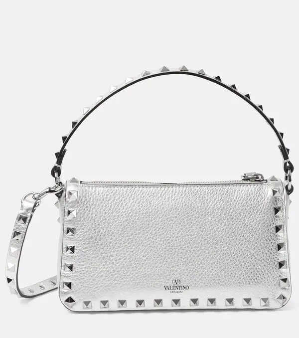 Valentino Garavani Rockstud Small Leather Crossbody Bag - Silver