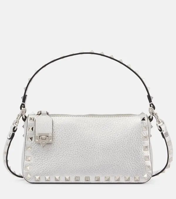 Valentino Garavani Rockstud Small Leather Crossbody Bag - Silver