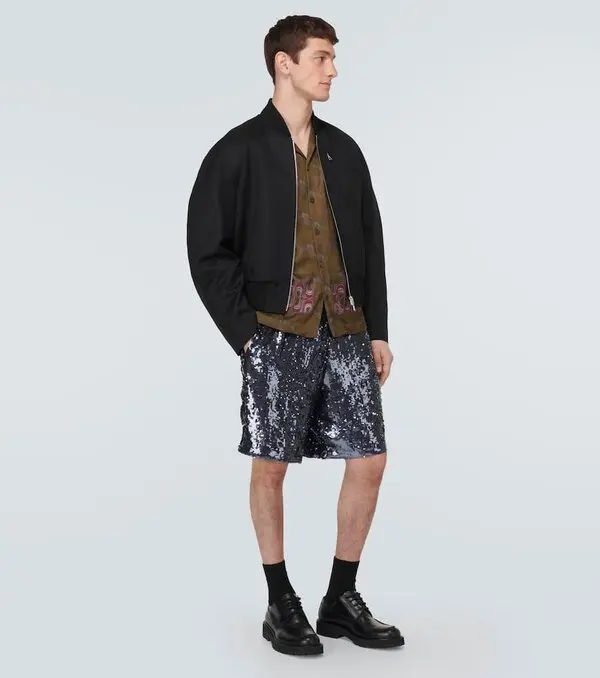 Dries Van Noten Zipped Bomber Jacket In Black - 30% Off
