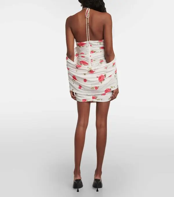 Magda Butrym Floral-appliqué Ruched Minidress - Multicoloured