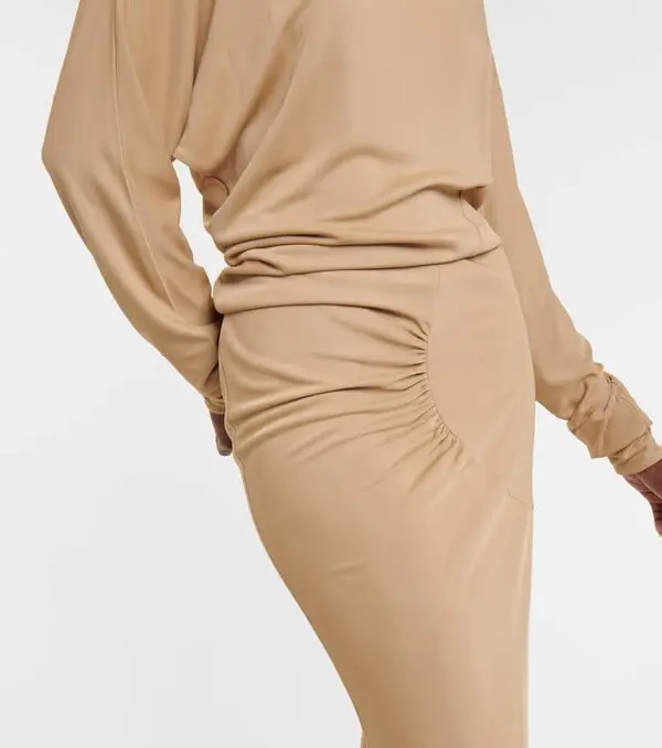 Khaite Oron Ruched Midi Dress - Beige