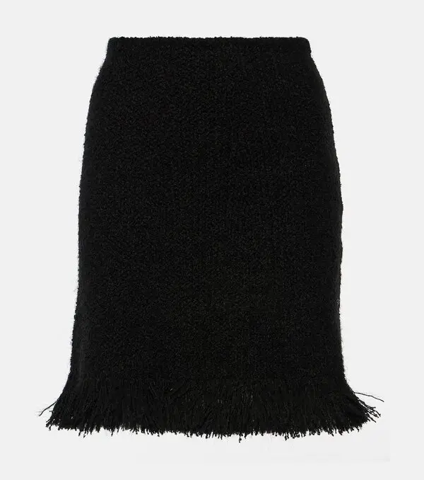 Chloé High-rise Fringed Wool-blend Miniskirt - Black