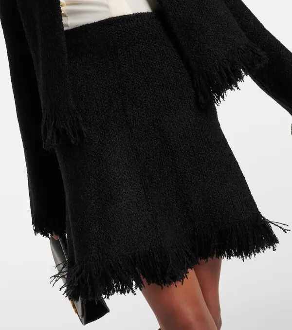 Chloé High-rise Fringed Wool-blend Miniskirt - Black
