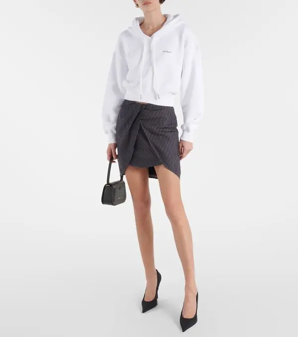Off-White Printed Cropped Hoodie - Multicoloured